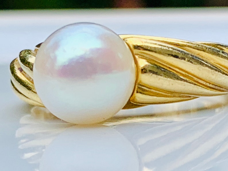 Pearl Ring Mikimoto Vintage Engagement Ring 8.5mm Akoya Pearl - Etsy