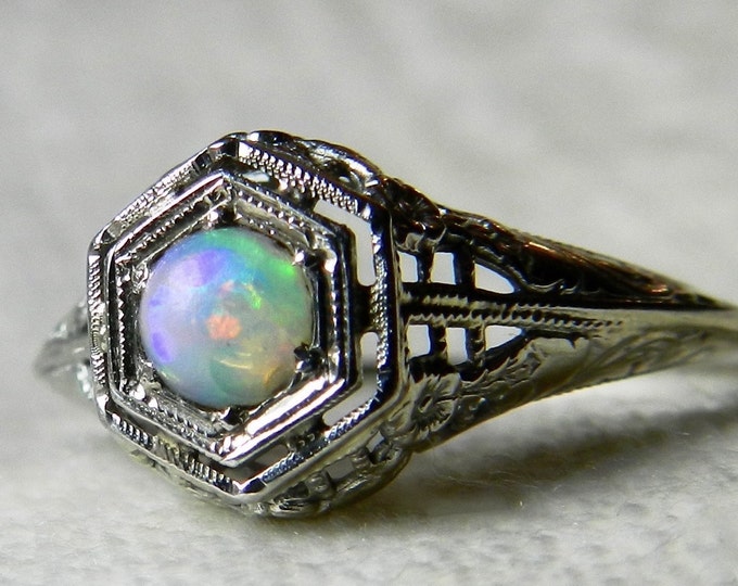 Opal Engagement Ring Art Deco Opal Ring Orange Blossom Filigree in 18k ...