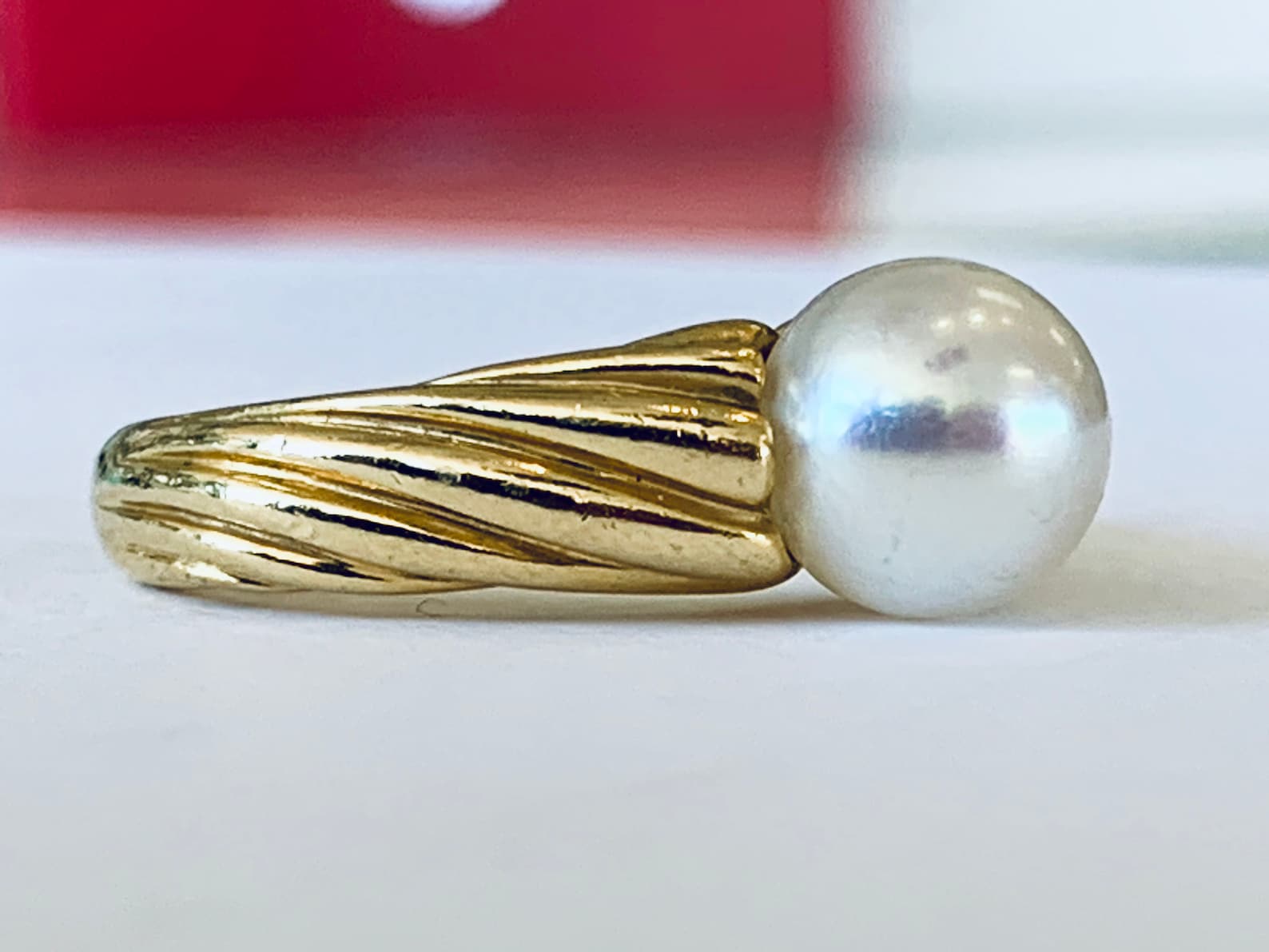 Pearl Ring Mikimoto Vintage Engagement Ring 8.5mm Akoya Pearl 18k ...