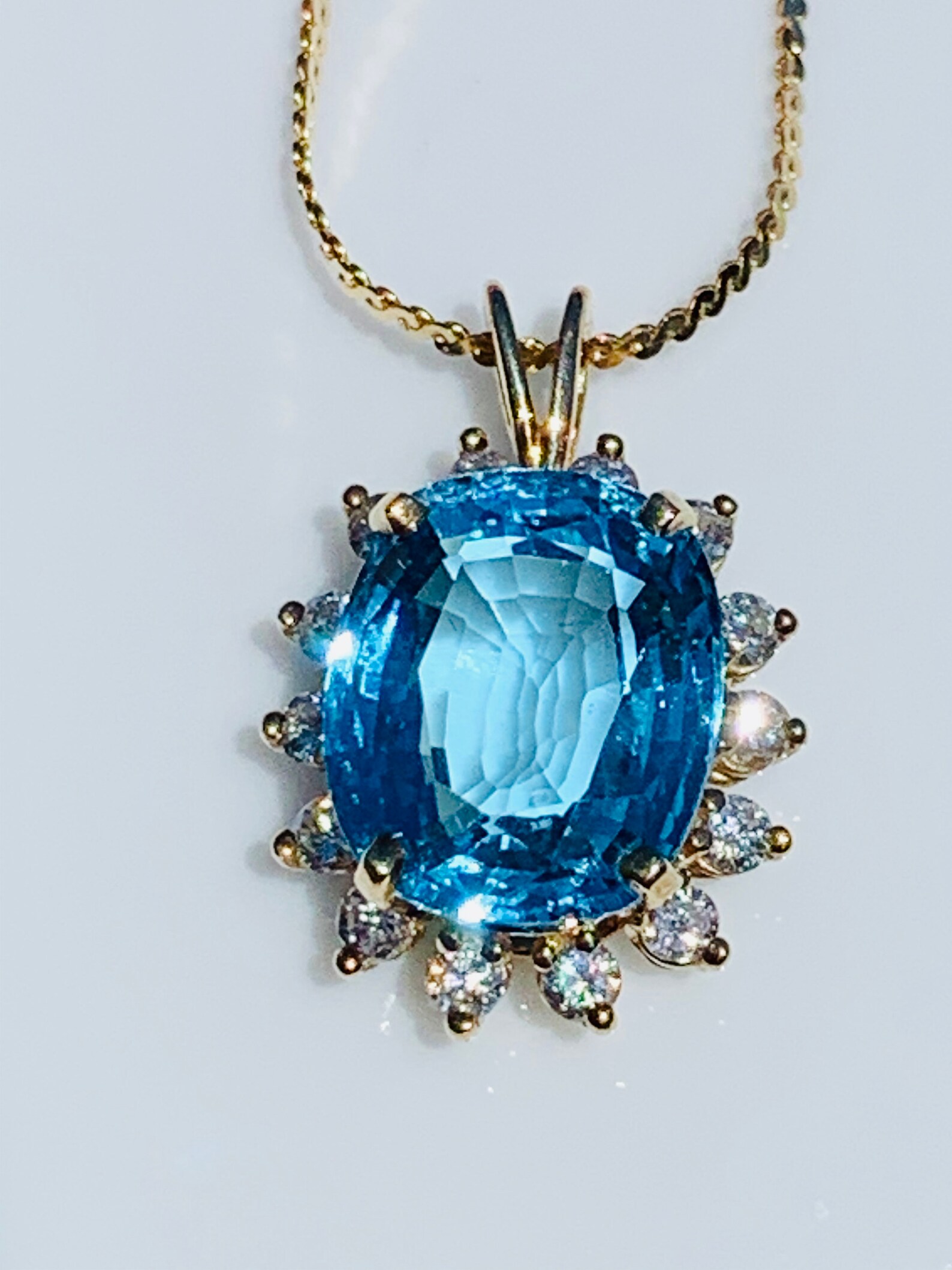 Blue Topaz Necklace London Blue Topaz Diamond Necklace 7.0 Ct | Etsy