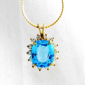Blue Topaz Necklace London Blue Topaz Diamond Necklace 7.0 Ct Topaz 0 ...