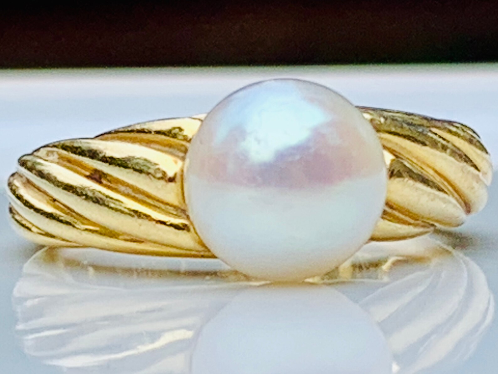 Pearl Ring Mikimoto Vintage Engagement Ring 8.5mm Akoya Pearl 18k ...