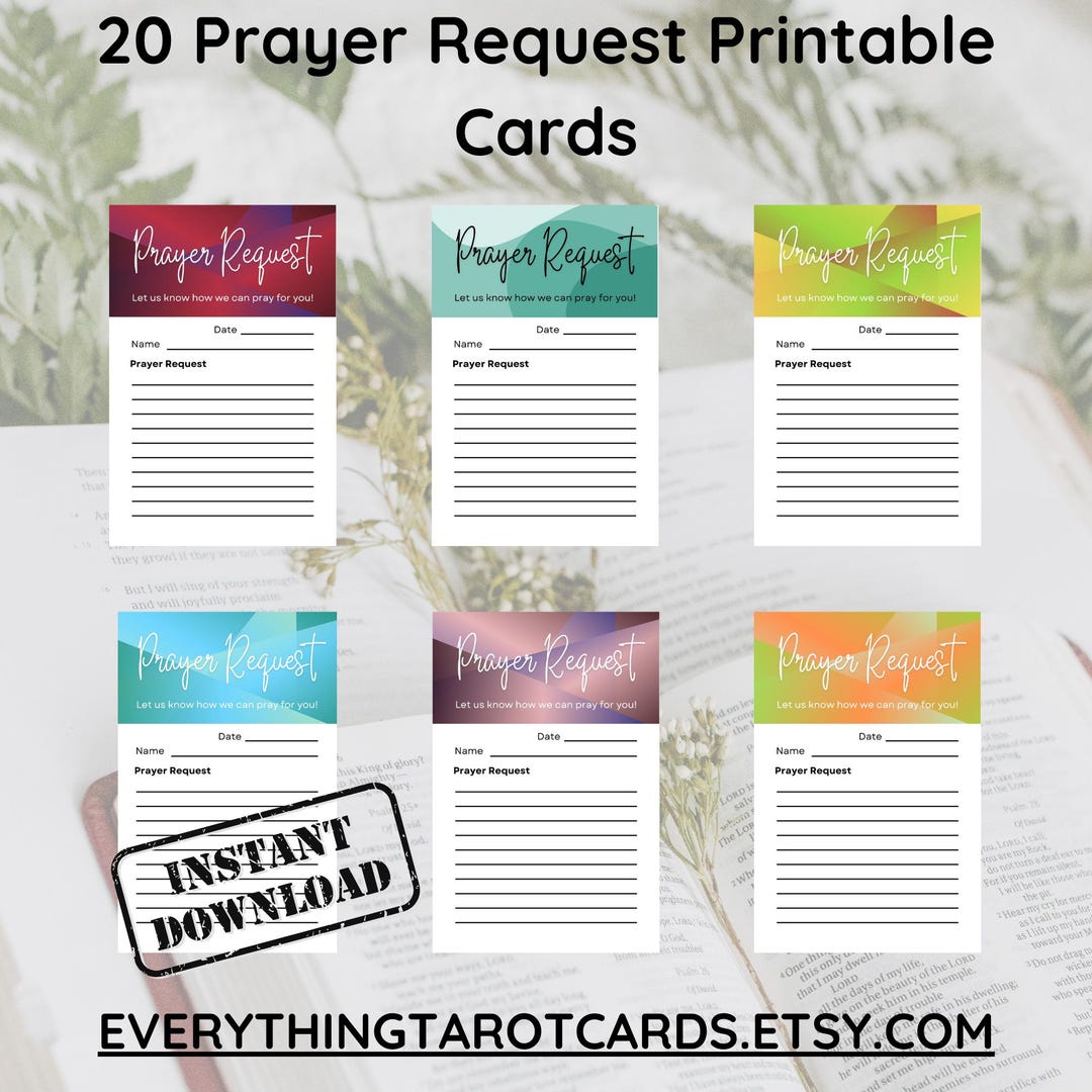 Prayer Request Cards | 4x6in | Instant Downloads | Easy to Use ...
