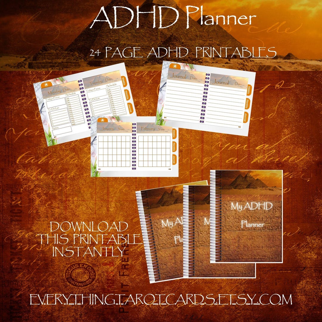ADHD Digital Planner | Undated Digital Planner | Egyptian Theme Planner ...