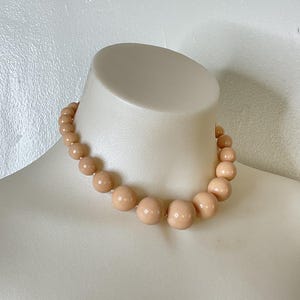 NOS W/tag Lucite Beige Beaded Necklace, Vintage Jewelry, Mid Century ...