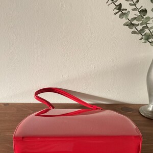 1950s 1960s Red Vinyl Top Handle Handbag, Vintage Purse, Mid Century ...