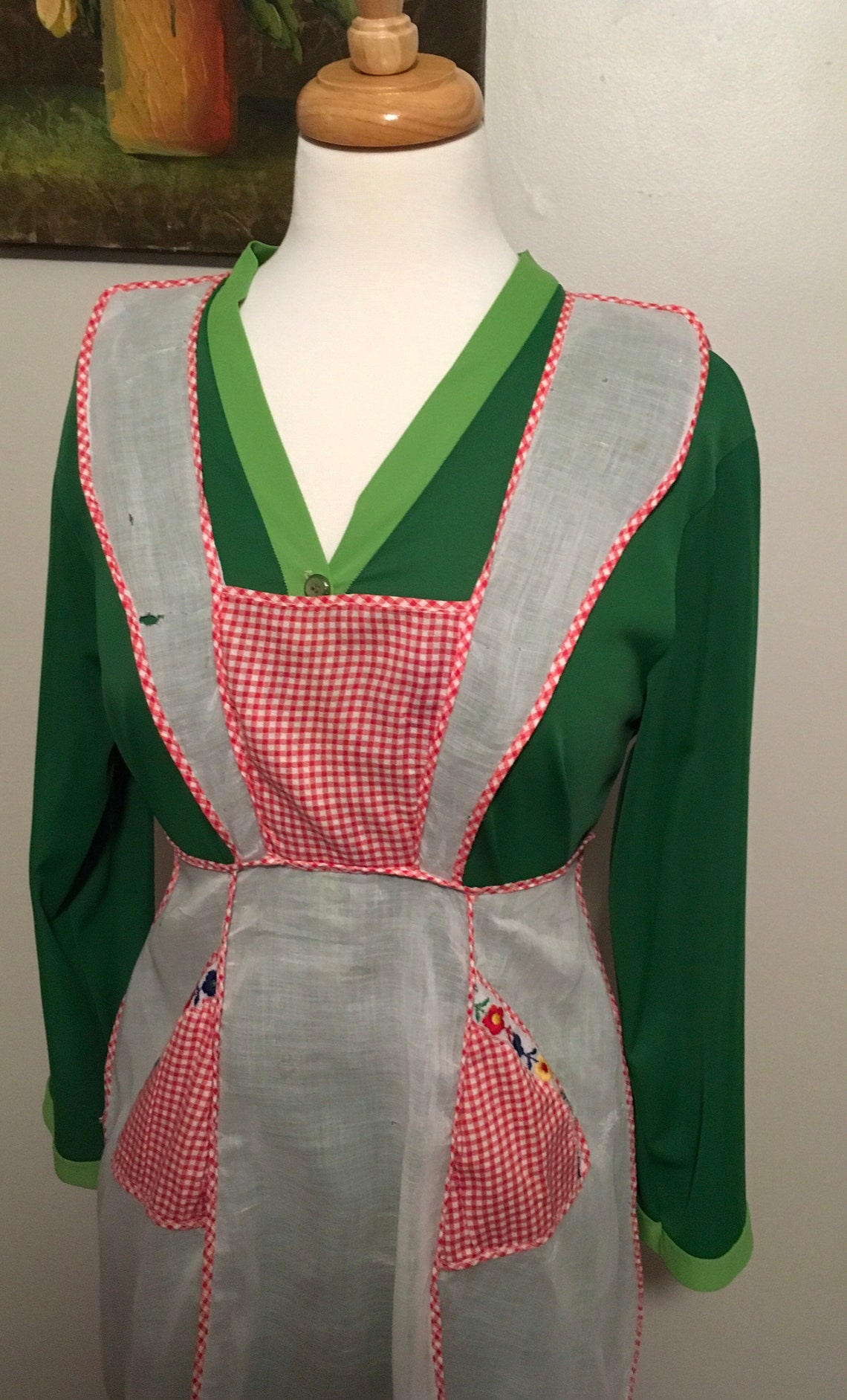 Vintage Apron Mid Century Bib Style Apron | Etsy