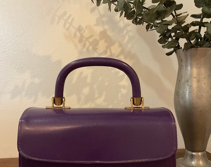 1950s 1960s Purple Top Handle Structured Box Purse, Vintage Handbag ...
