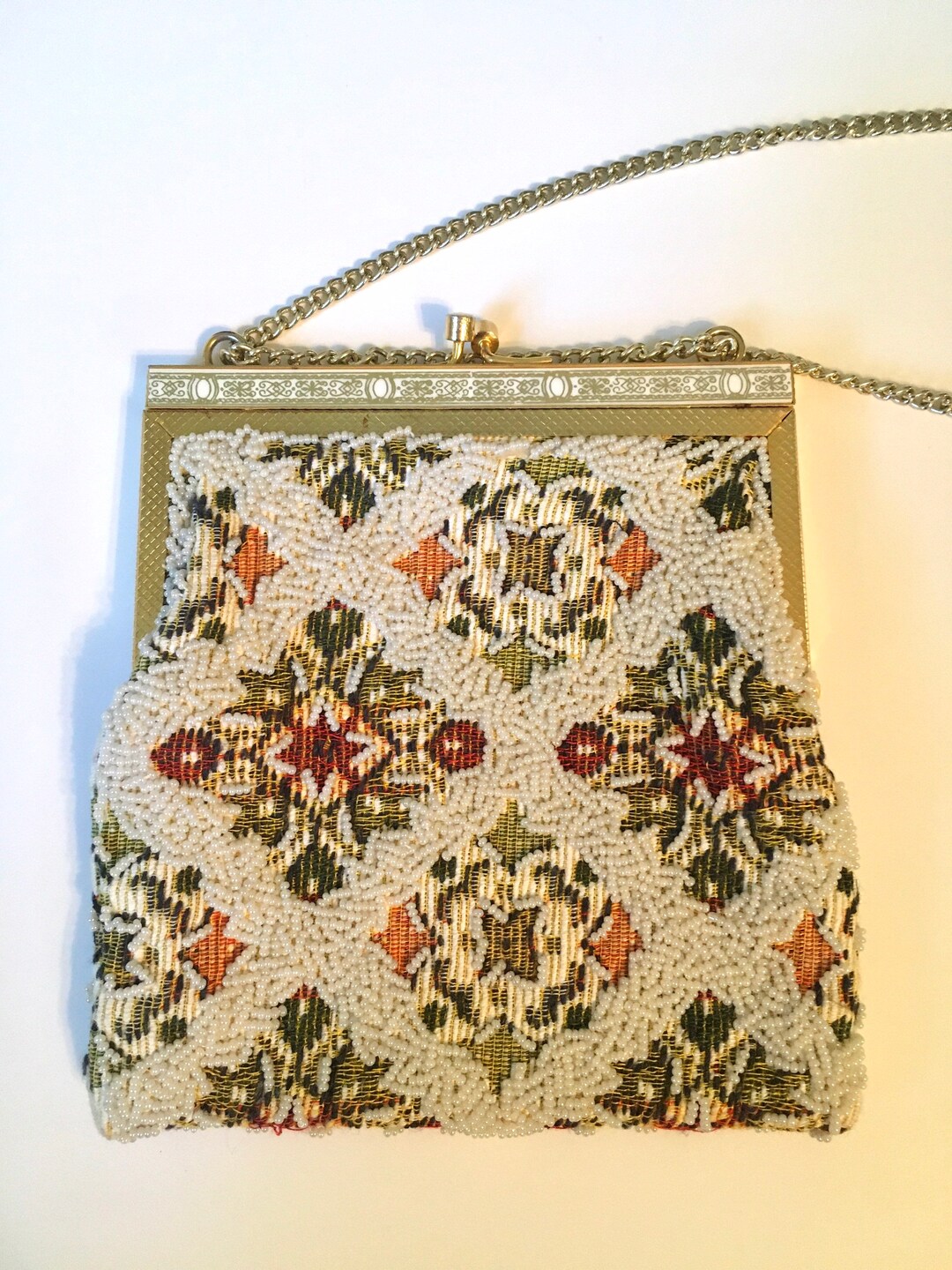 Vintage R.N. Handmade Beaded Purse, Mid Century Tapestry Bag, Vintage ...