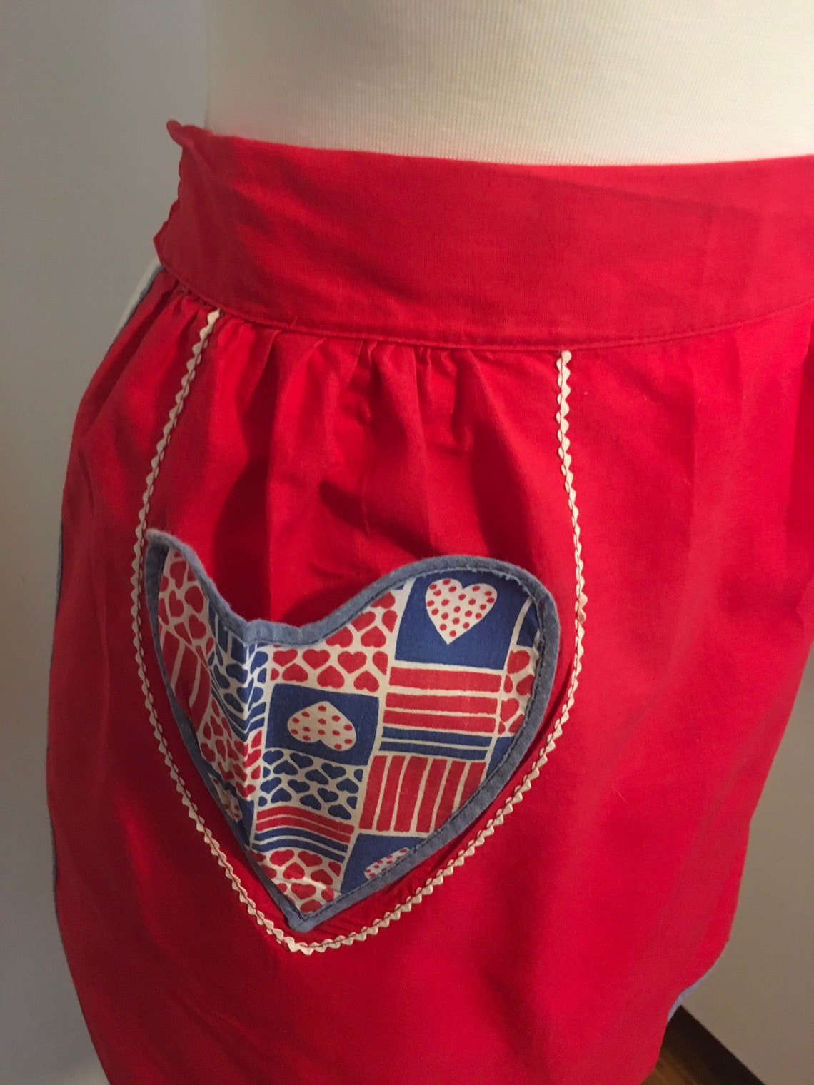 Vintage Apron 1950s Red Blue and White Half Apron Vintage - Etsy