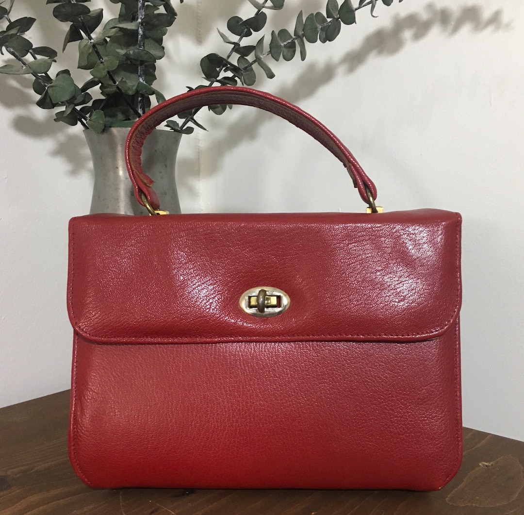1950s 1960s Matte Red Small Handbag, Vintage Top Handle Purse, Mid ...