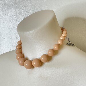 NOS W/tag Lucite Beige Beaded Necklace, Vintage Jewelry, Mid Century ...