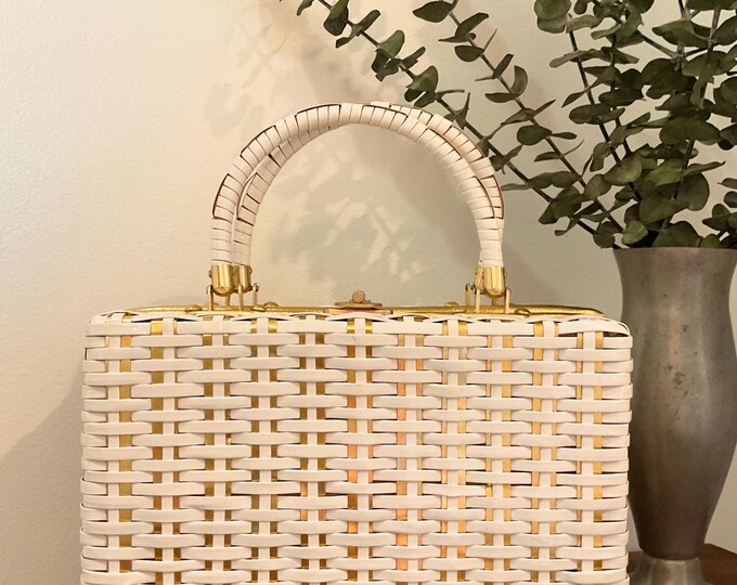 1950s Stylecraft Miami White Vinyl W/gold Trim Top Handle Handbag, 50s ...