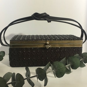 1950s 1960s Chocolate Brown Textured Box Bag, Vintage Purse, Mid ...