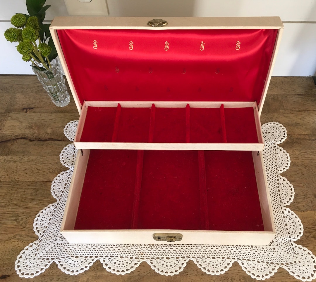 Vintage 1950s Jewelry Box, 50s Jewelry Storage Box, Mid Century Vanity ...