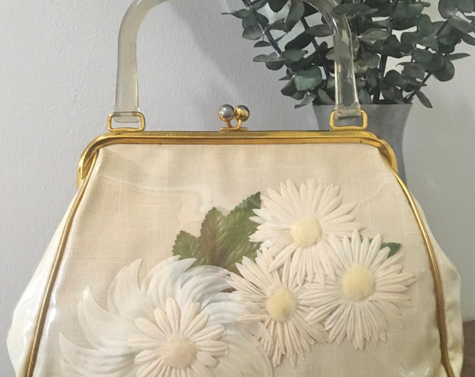1950s JR USA Purse, 50s Plastic Handbag W/clear Lucite Handle Handbag ...