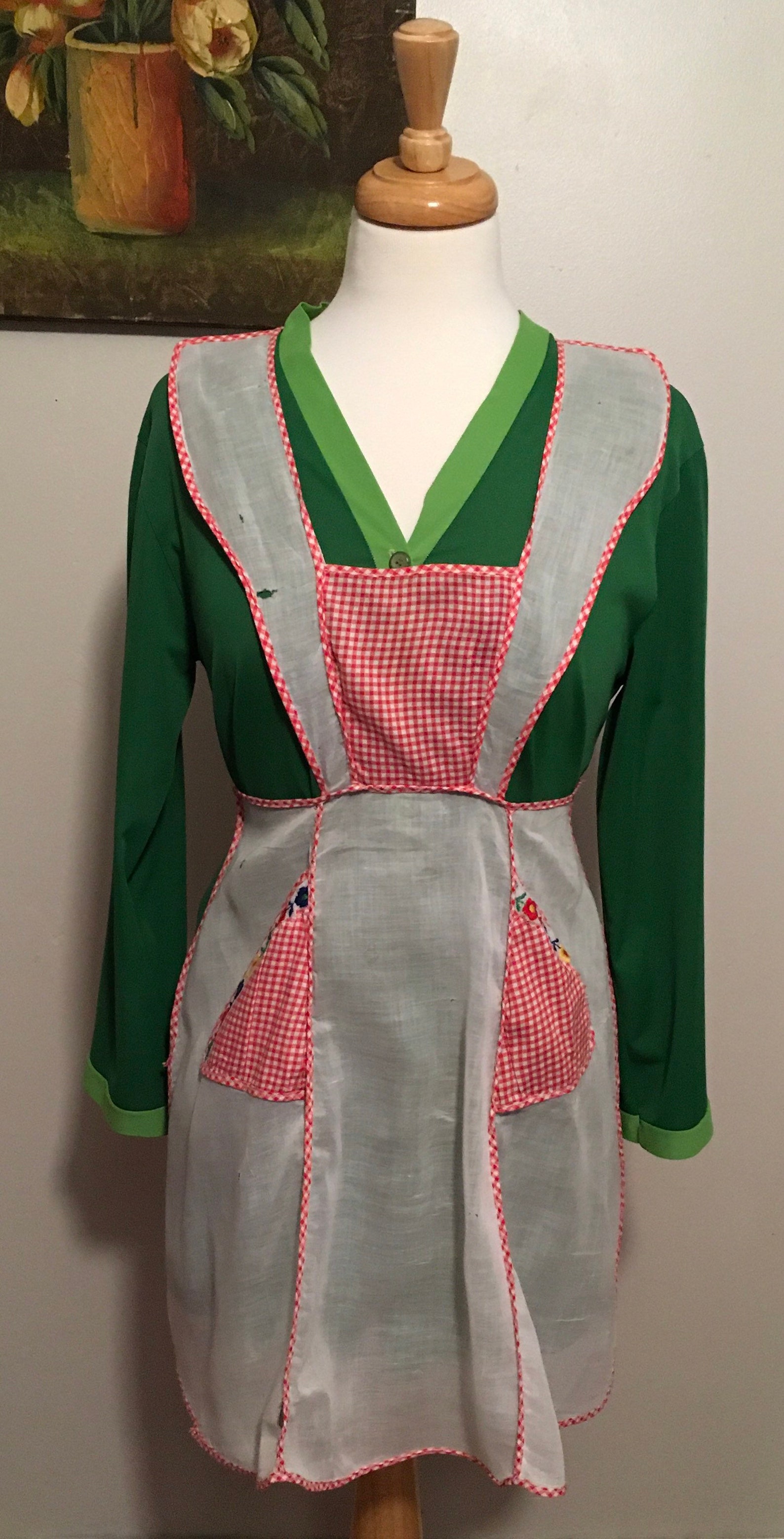 Vintage Apron Mid Century Bib Style Apron - Etsy