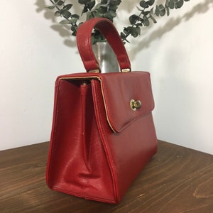 1950s 1960s Matte Red Small Handbag, Vintage Top Handle Purse, Mid ...