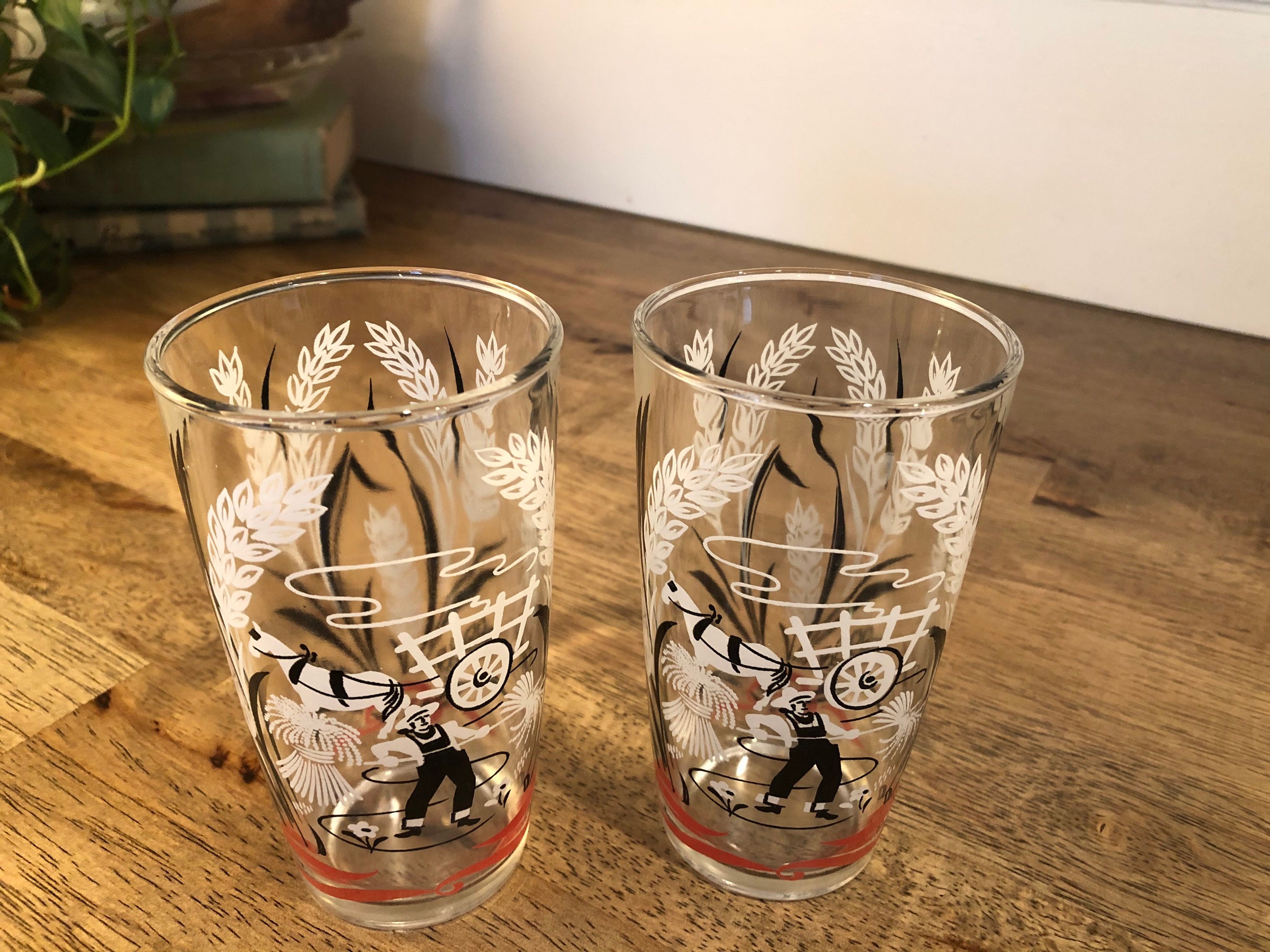 Retro Drinking Glasses 1950s Mid Century Kitchenware | Etsy