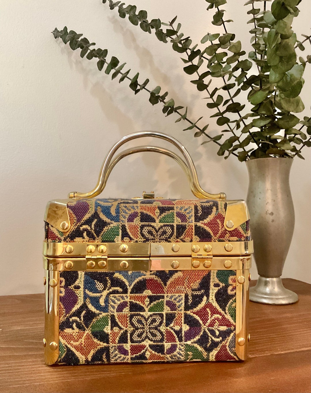 1960s Comeco Tapestry Train Case, Vintage 60s Purse, Vintage Accessory ...