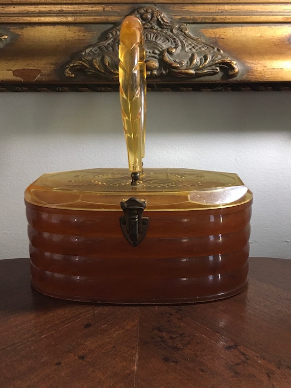 1950s amber lucite box - Gem