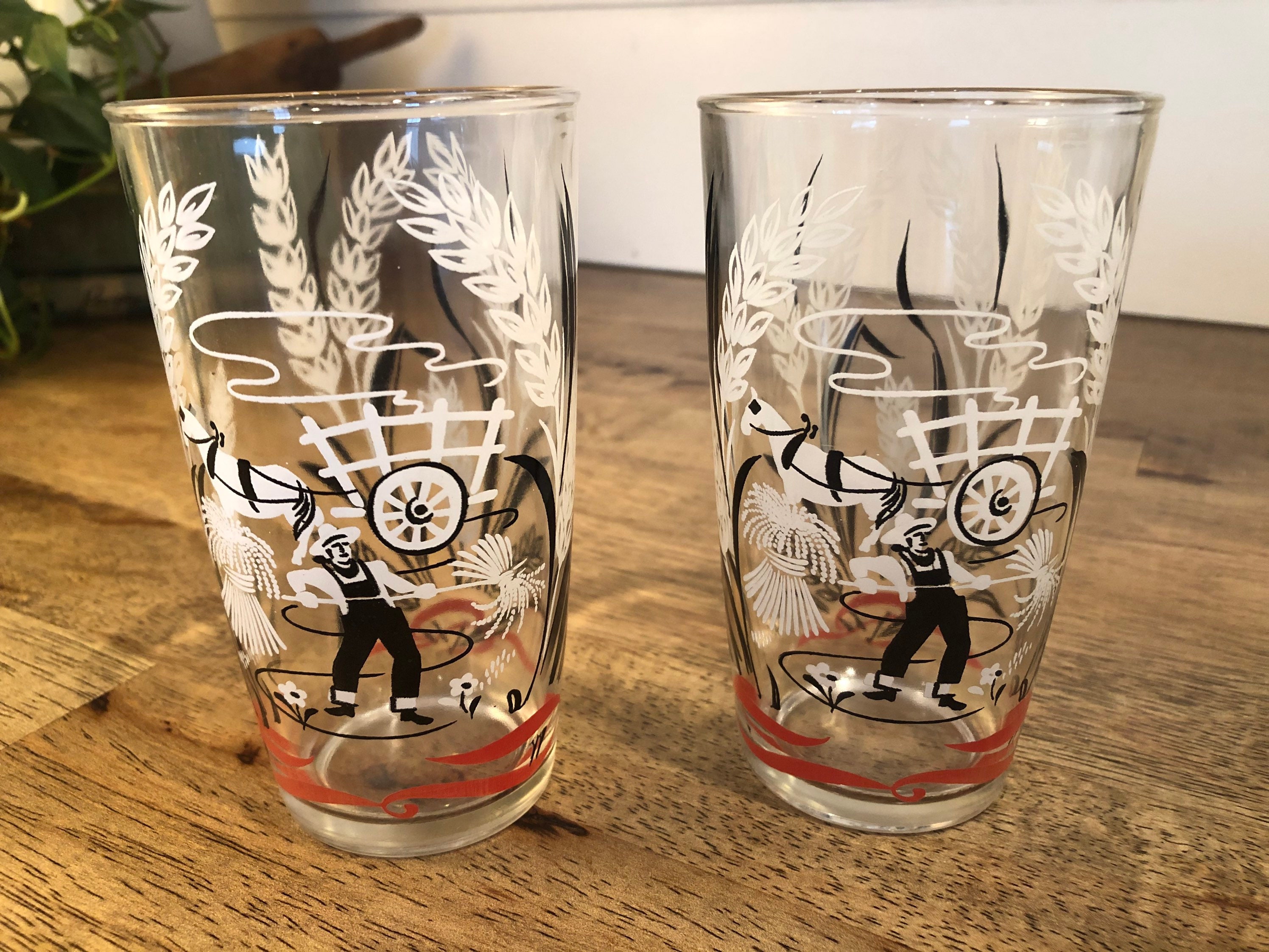 Retro Drinking Glasses 1950s Mid Century Kitchenware Etsy