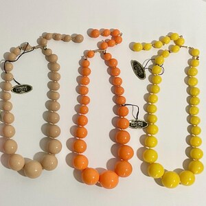 NOS W/tag Lucite Beige Beaded Necklace, Vintage Jewelry, Mid Century ...