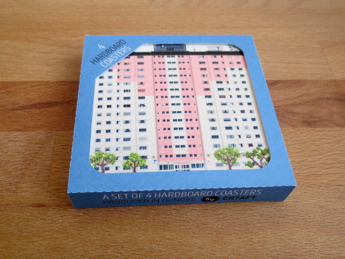 Pixel Dundee Multi Story Tower Blocks 4 Hardboard Coaster | Etsy
