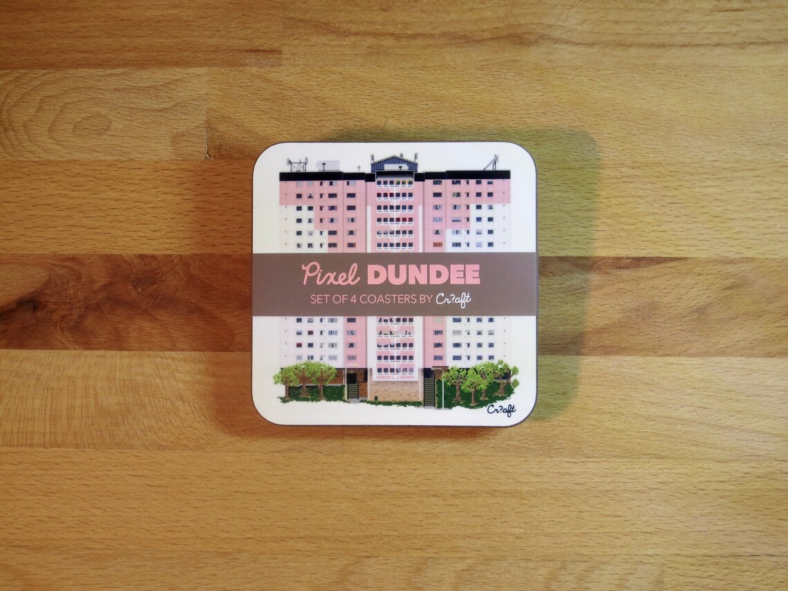Pixel Dundee Multi Story Tower Blocks 4 Hardboard Coaster - Etsy