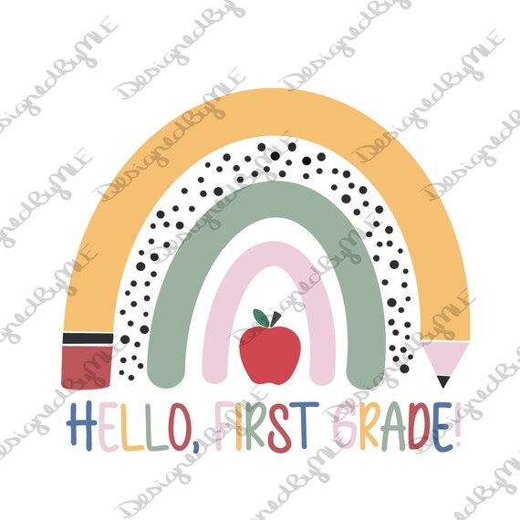 Hello First Grade Rainbow SVG PNG JPG First Grade Boho - Etsy
