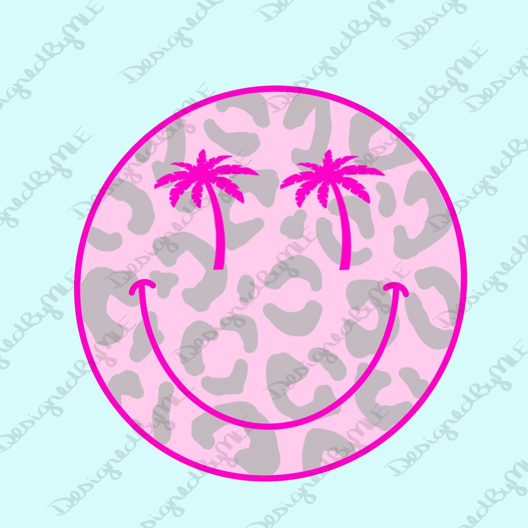 Palm Tree Leopard Happy Face SVG, PNG, JPG, Cheetah Palm Tree Happy ...