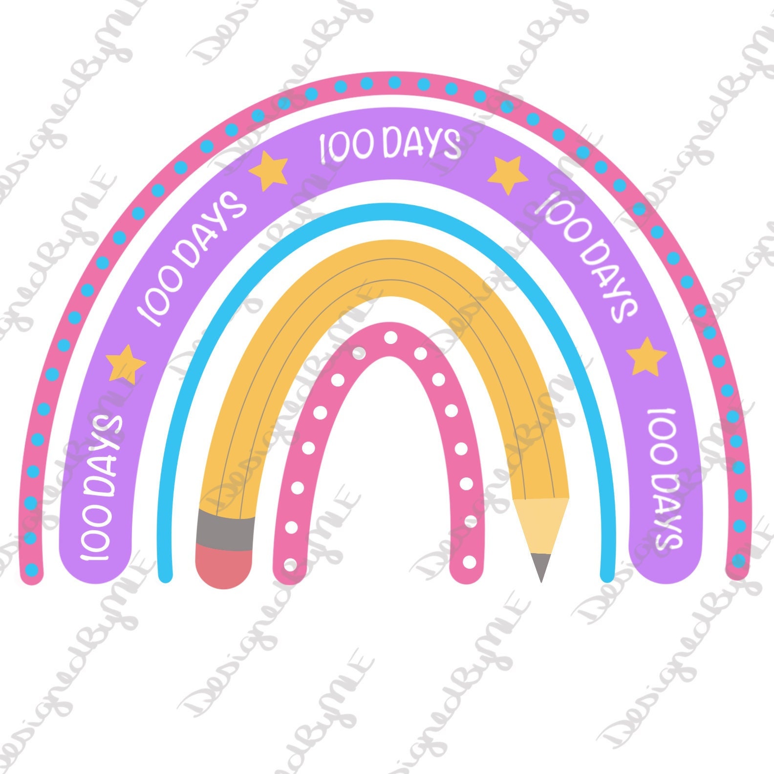 100 Days of School Rainbow SVG PNG JPG 100th Day Happy 100 | Etsy