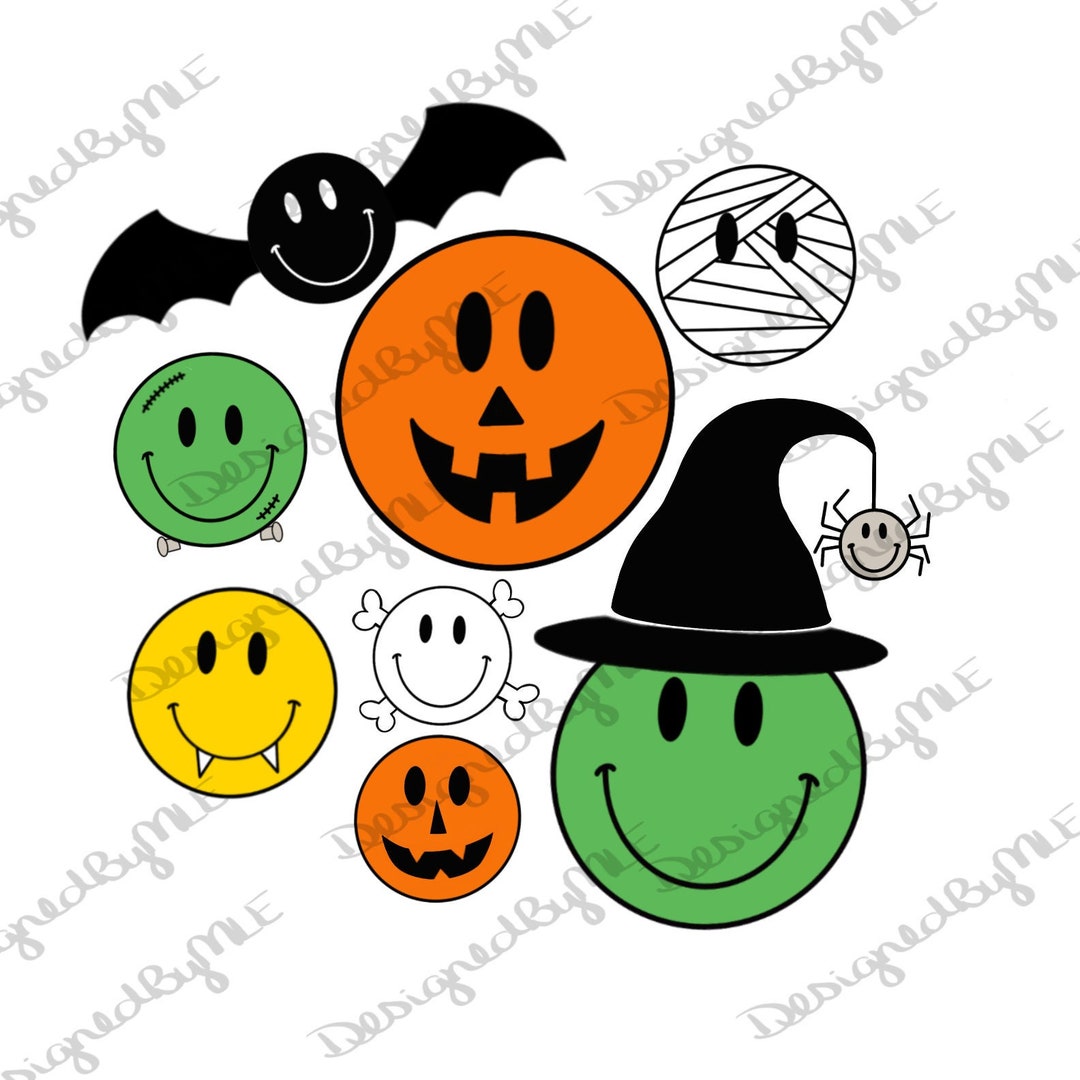Halloween Happy Faces SVG, PNG, JPG, Halloween Smile Faces, Halloween ...