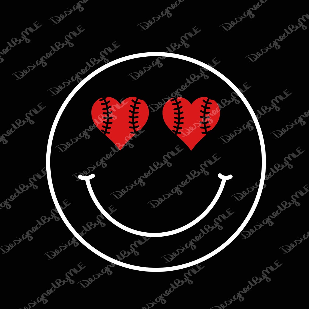 Baseball Happy Face SVG, PNG, Baseball Love Face, Baseball Heart Eyes ...