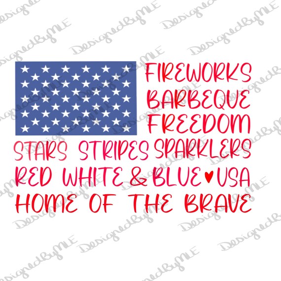 American Flag Word SVG PNG JPG Forth of July Design - Etsy
