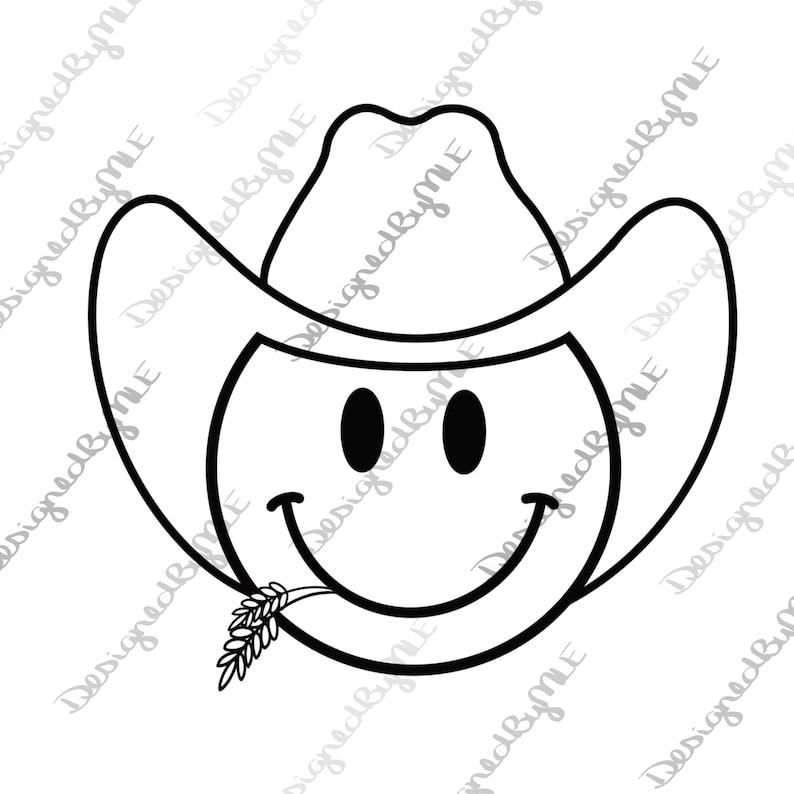 Cowboy Smiley Face SVG PNG: Farmer Country Design (instant Download) - Etsy