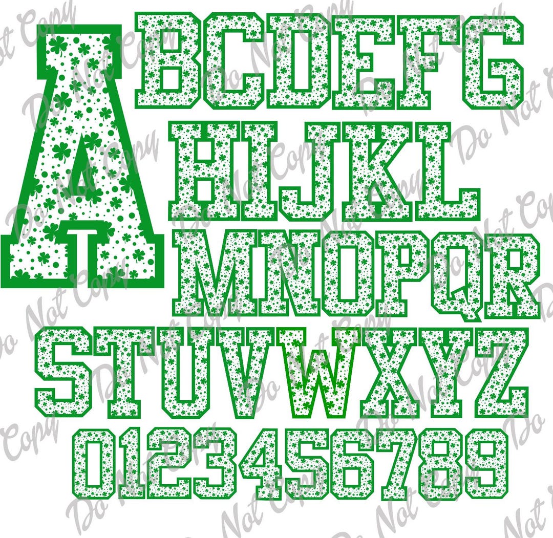 St. Patrick’s Day Letters, PNG, Letter and Numbers Shamrock Font ...