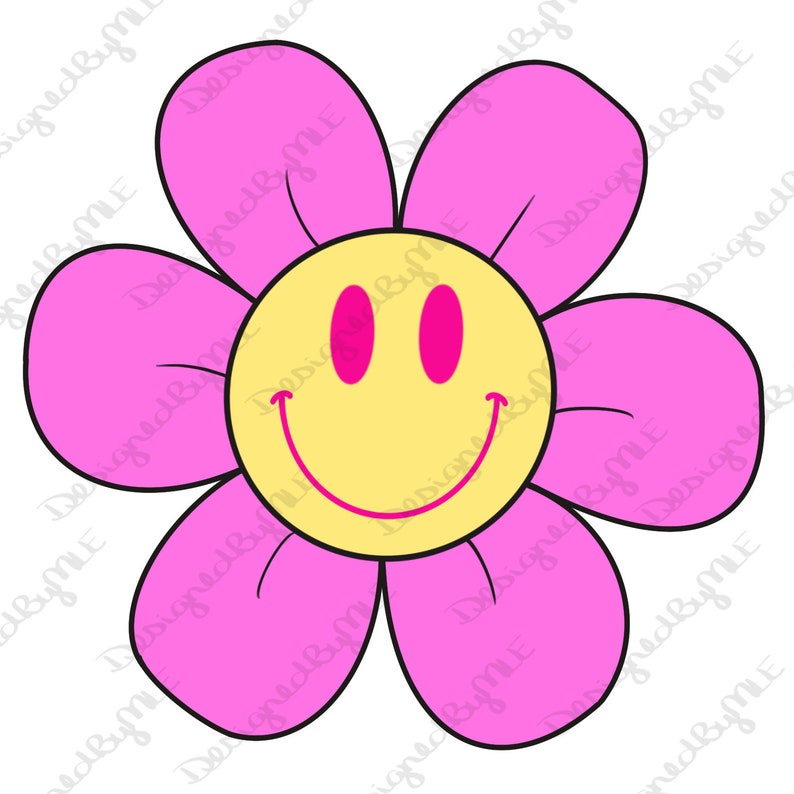 Happy Face Flower Clipart: Spring Summer Design (digital Download) - Etsy
