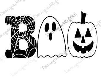 Boo SVG PNG JPG Pumpkin Ghost Digital Download - Etsy