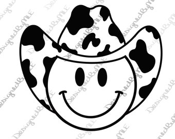 Cowboy Smiley Face Svgs for Cricut Tshirt Designs and Smiley - Etsy