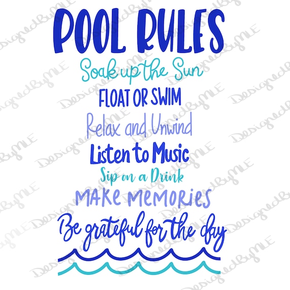 Pool Rules SVG PNG JPG Make Memories Soak up the Sun | Etsy