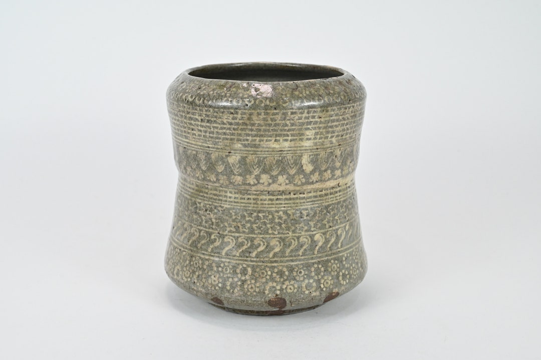 Antique Japanese Pottery Mishima Ware Mizusashi Cold Water Container ...