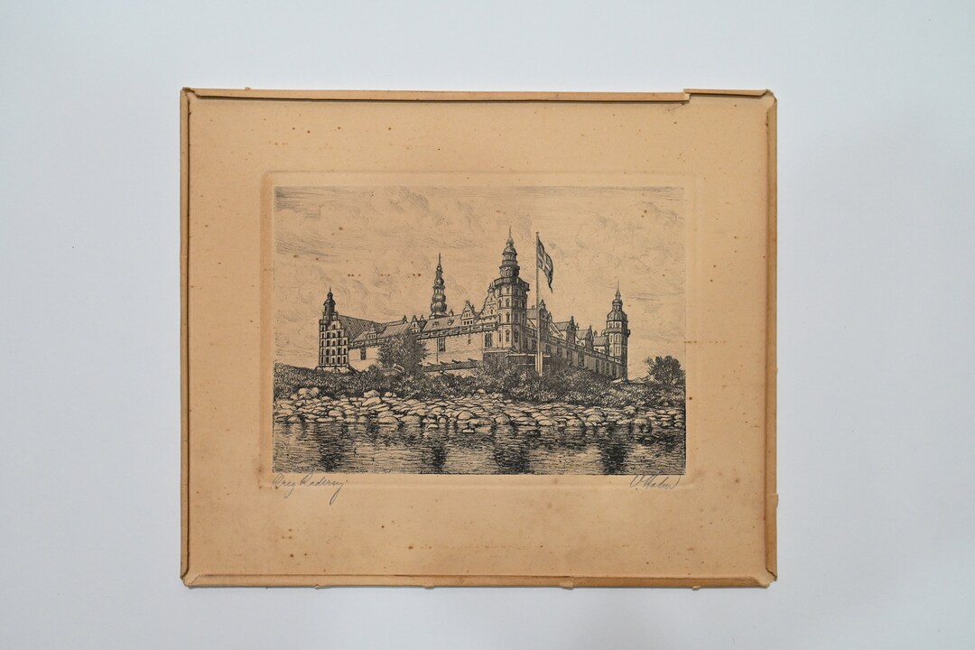 Vintage Danish Woodcut Print of Castle Signed Unframed - Etsy
