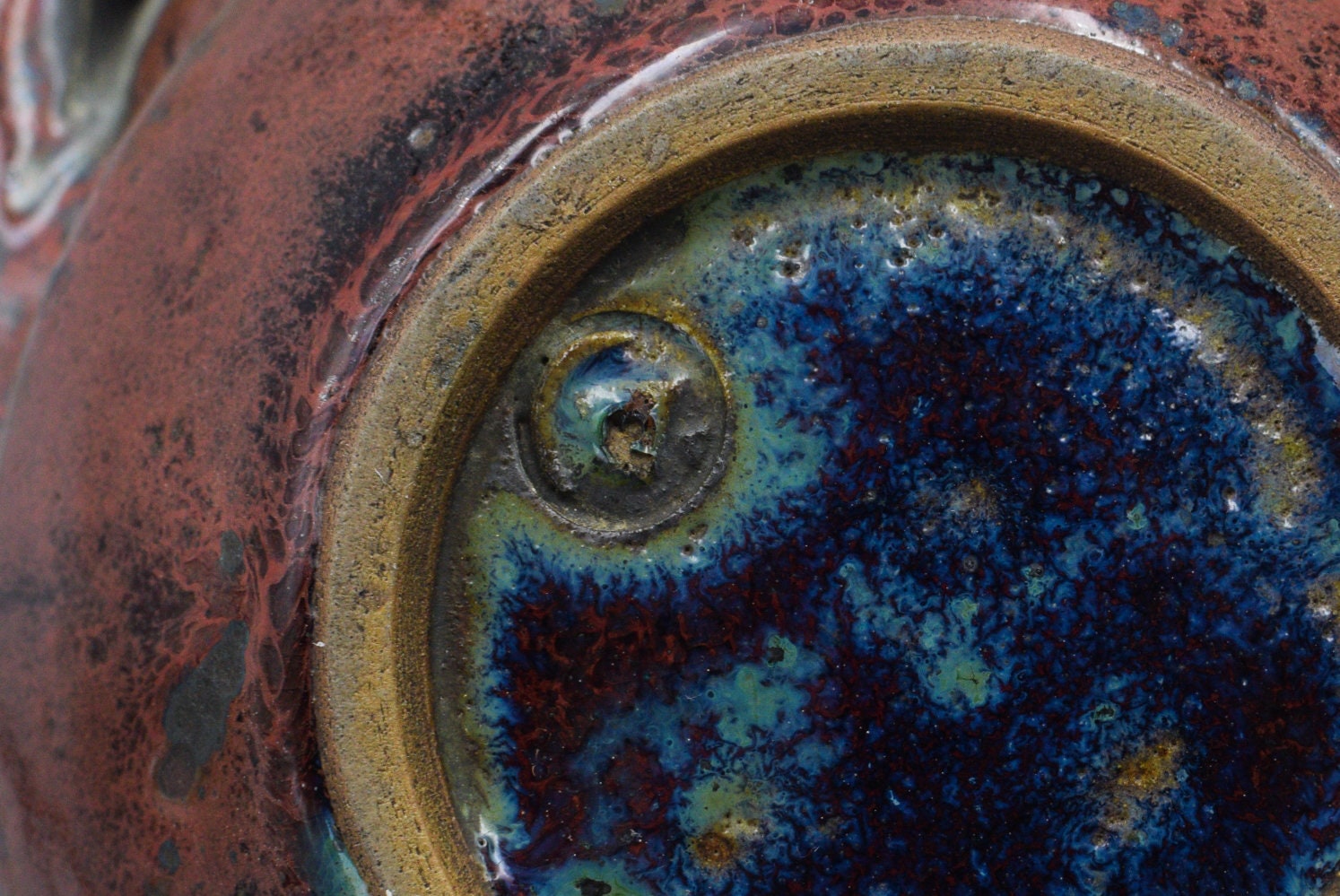 Nice Vintage Japanese Pottery Multi Color Glaze Inside Bowl | Etsy