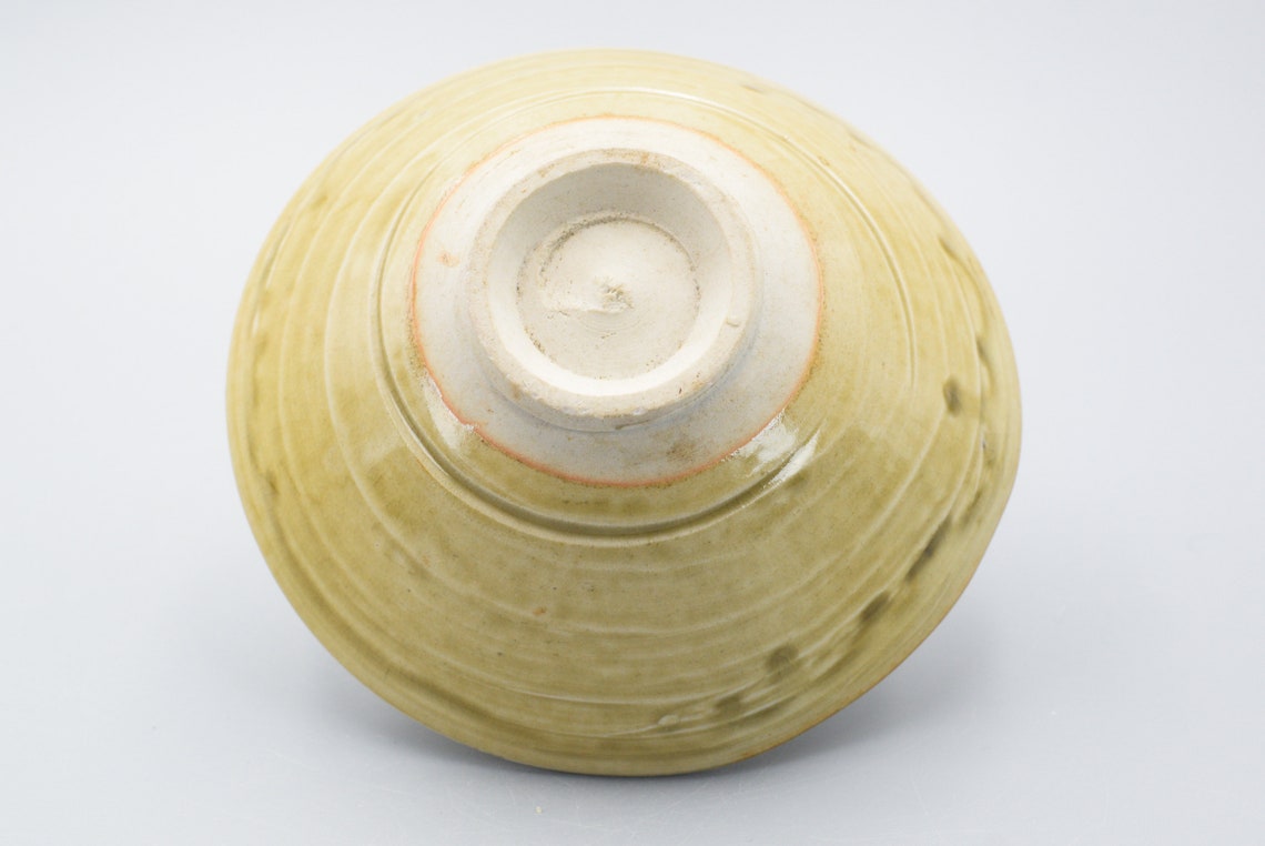 Vintage Japanese Pottery Yellow Glaze Chawan Tea Bowl - Etsy