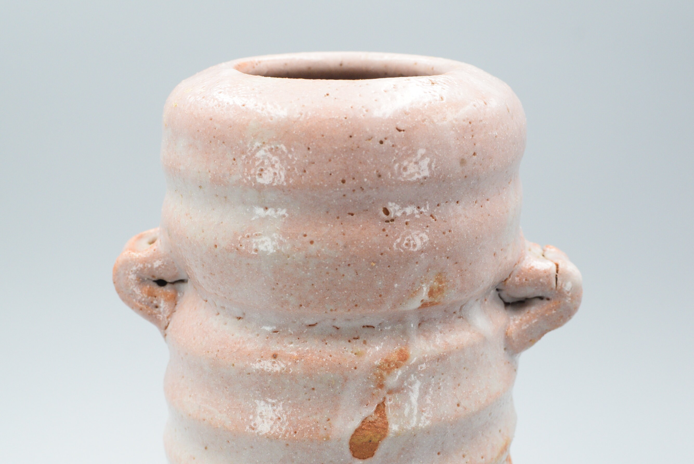 Vintage Japanese Pottery Shino Ware Pink Handled Vase - Etsy