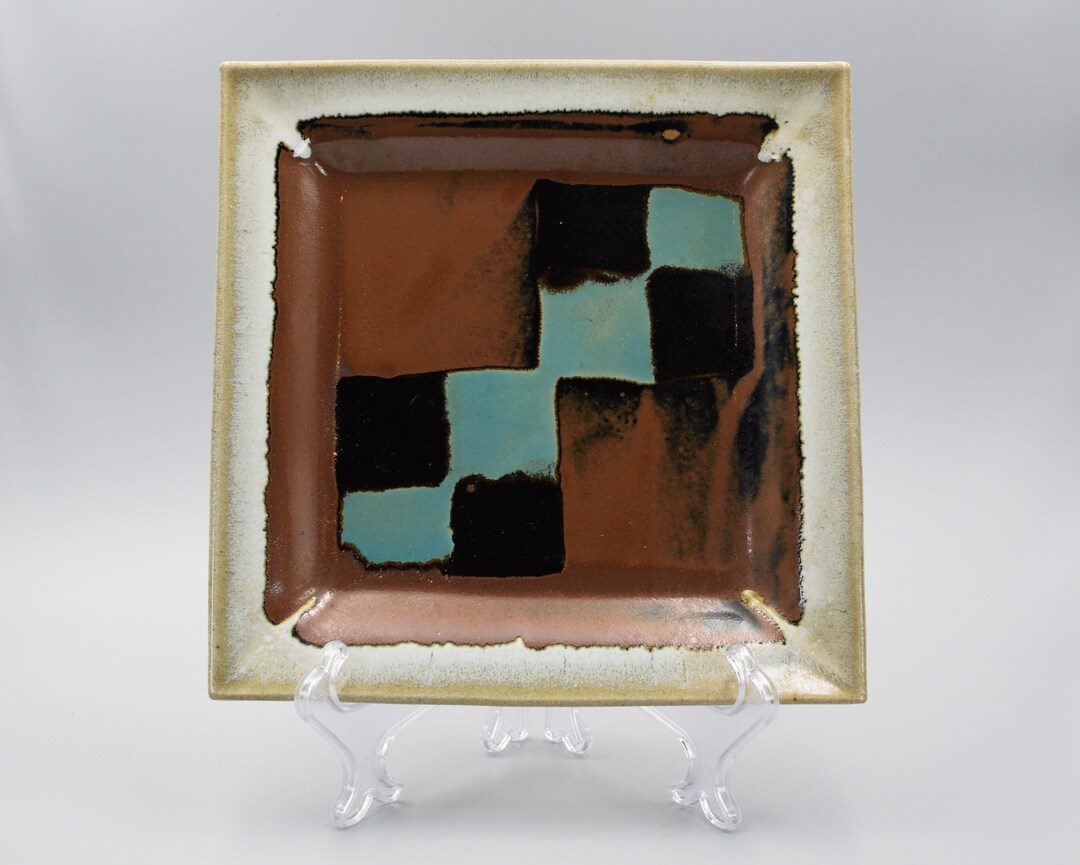 Vintage Japanese Mashiko Pottery Square Plate - Etsy