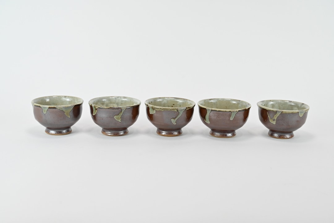 Set Five Vintage Japanese Pottery Mashiko Ware Yunomi Chawan Tea Cup - Etsy