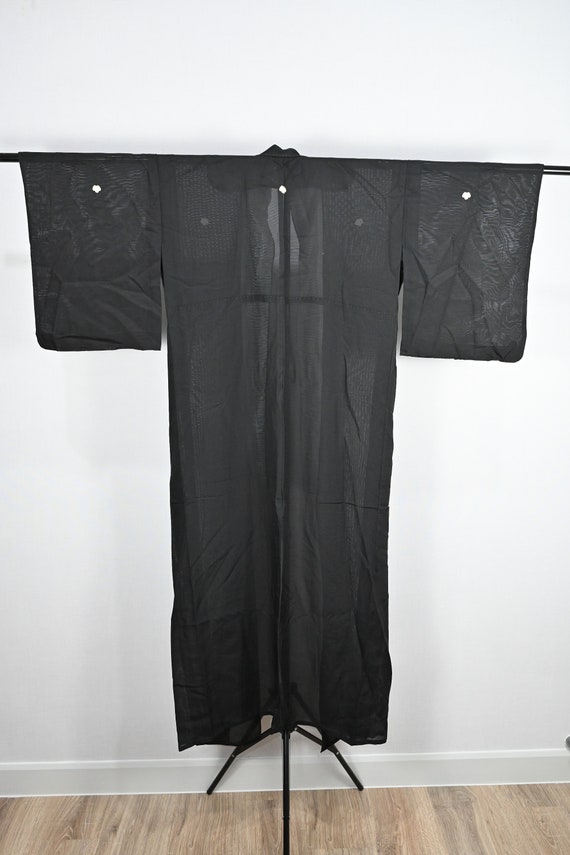 Mint Vintage Japanese Transparent Black Yukata Kimono… - Gem
