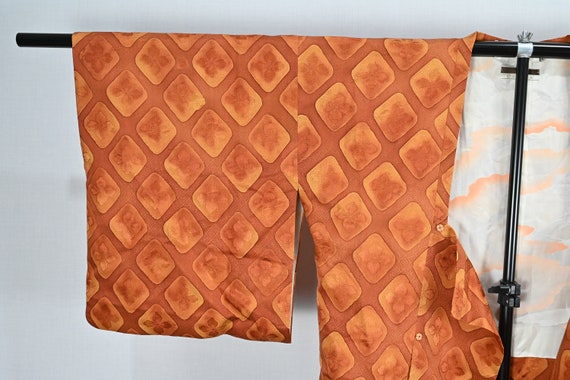 Vintage Japanese Orange Haori Kimono Jacket Odakyu - Gem